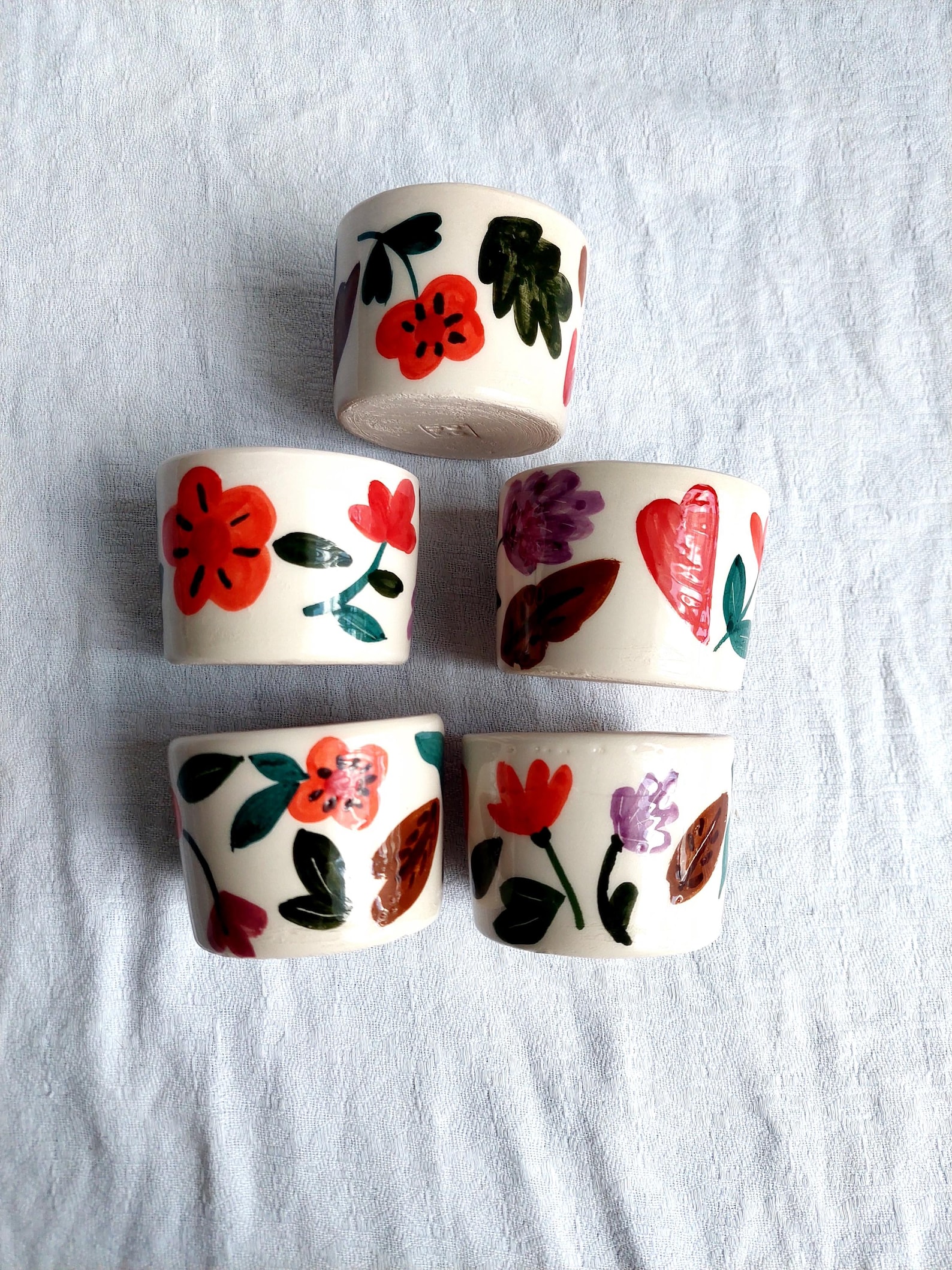 Handmade Ceramic Espresso Cups – Floral Hand-painted Pottery, Unique ...