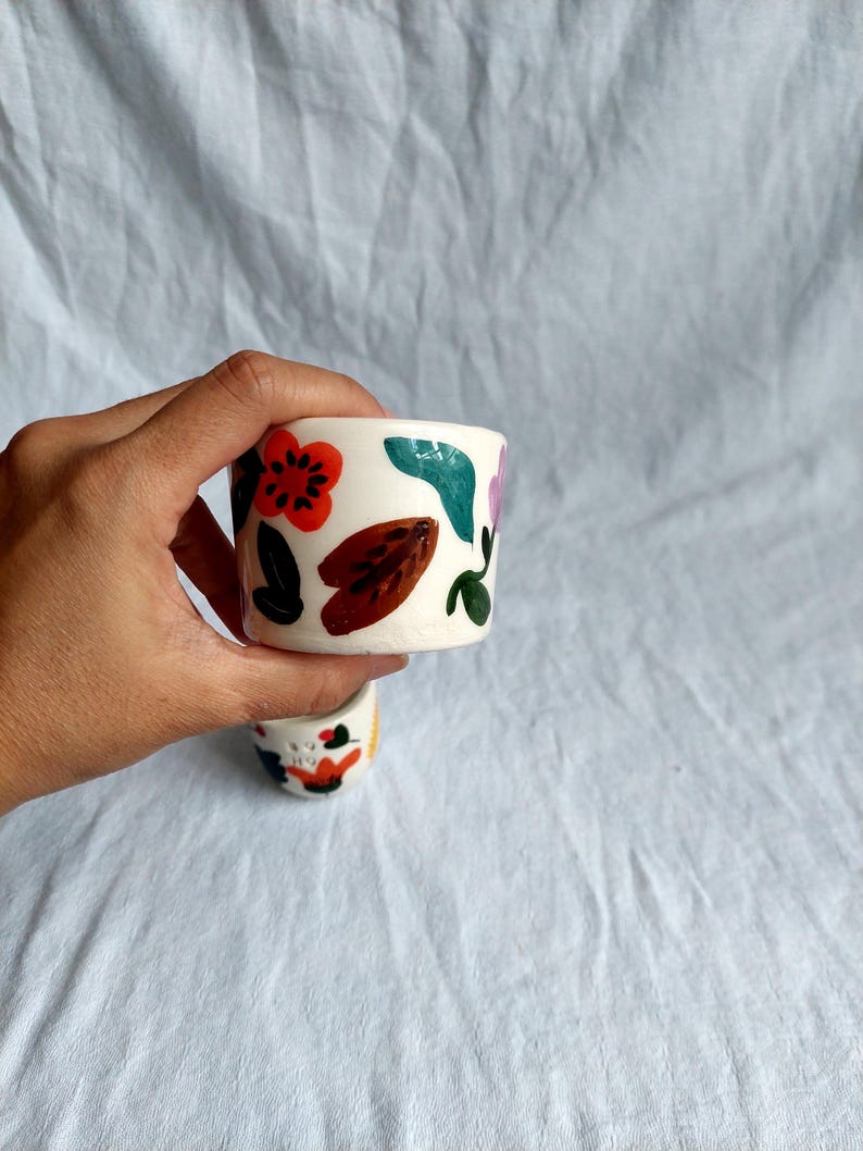Handmade Ceramic Espresso Cups – Floral Hand-painted Pottery, Unique ...