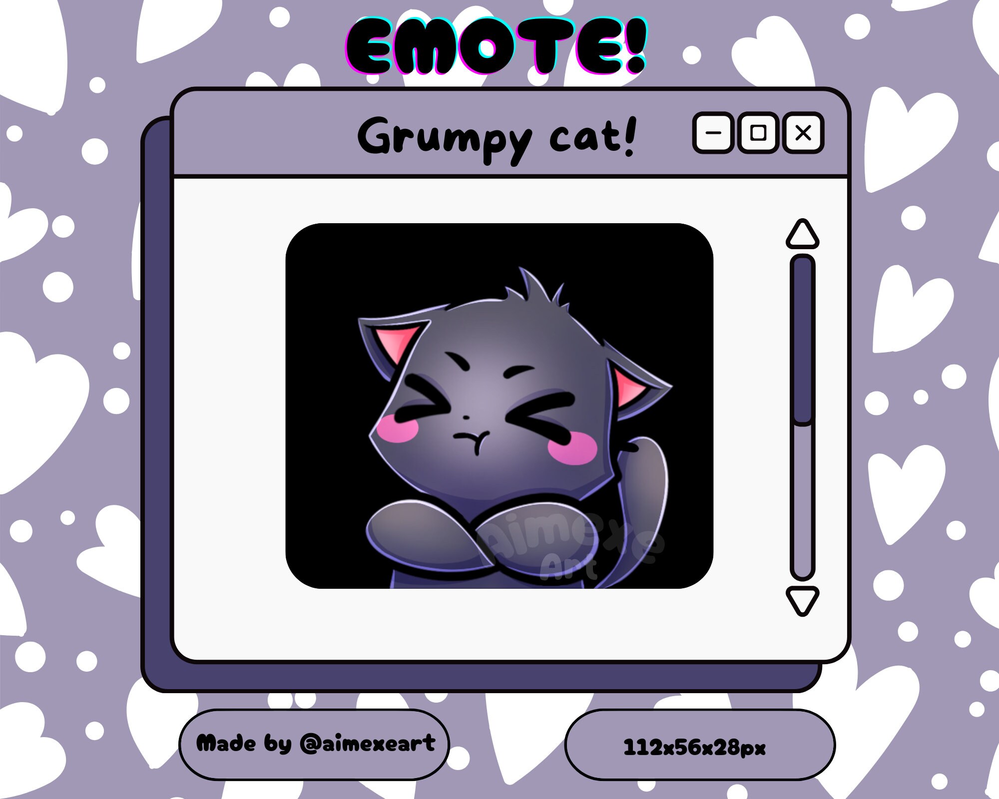 Grumpy Black Cat Emote youtube Discord Twitch Streaming - Etsy