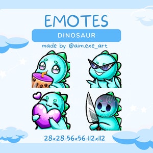 Cute Dino Emotes I Twitch Discord Youtube I Heart Emote - Etsy
