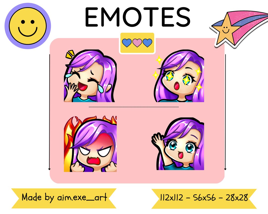 Chibi Emotes I Twitch, Discord, Youtube I Laughing Emote, Wave Emote ...