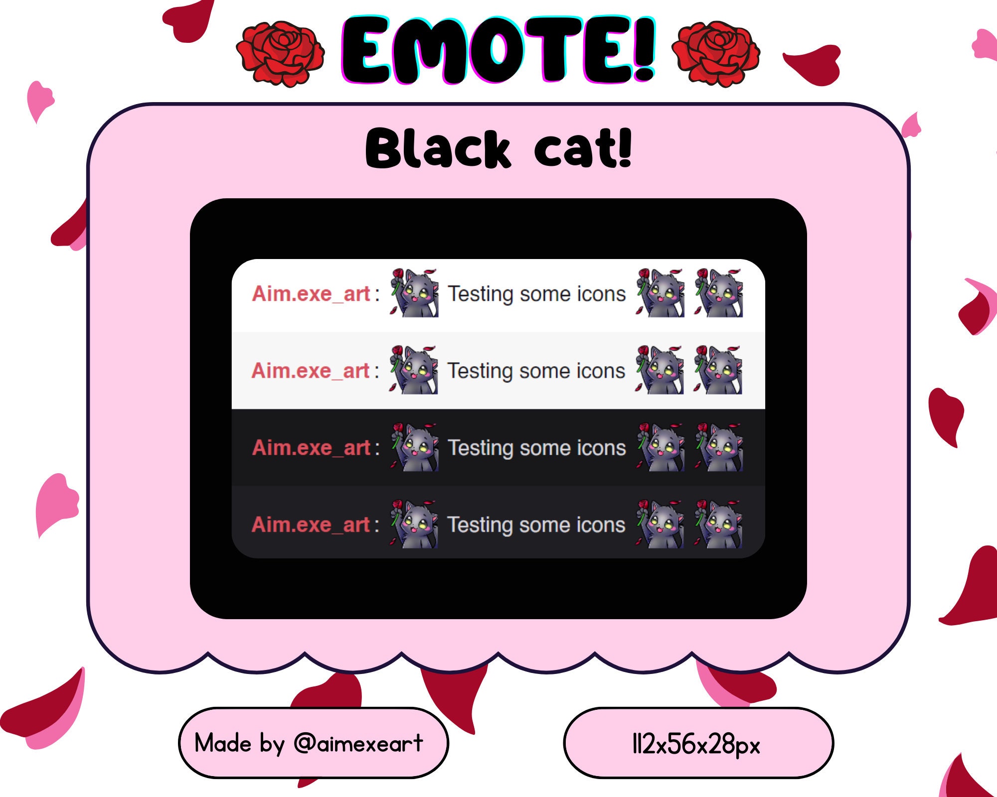 Black Cat Rose Emote Youtube, Twitch, Discord Heart Emote, Gaming ...