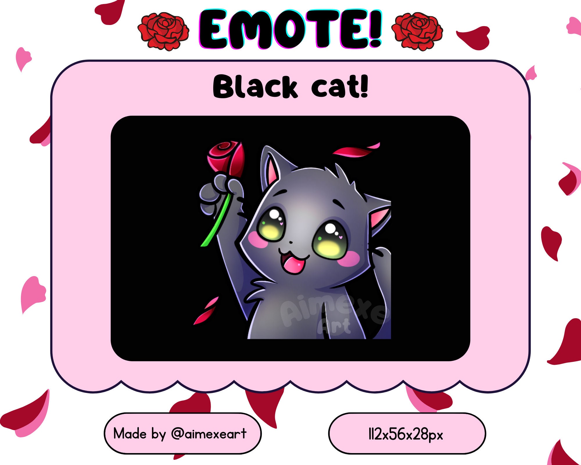 Black Cat Rose Emote Youtube, Twitch, Discord Heart Emote, Gaming ...