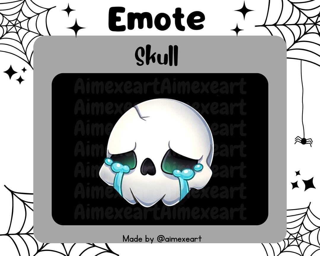 Crying Skull Emote Twitch, Youtube, Discord Kawaii, Streaming, Gamer ...