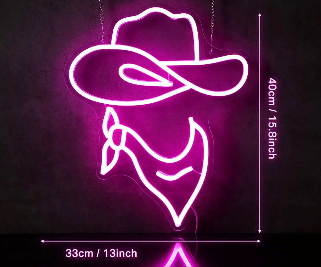 Cowboy Hat Neon LED Sign PINK - Etsy