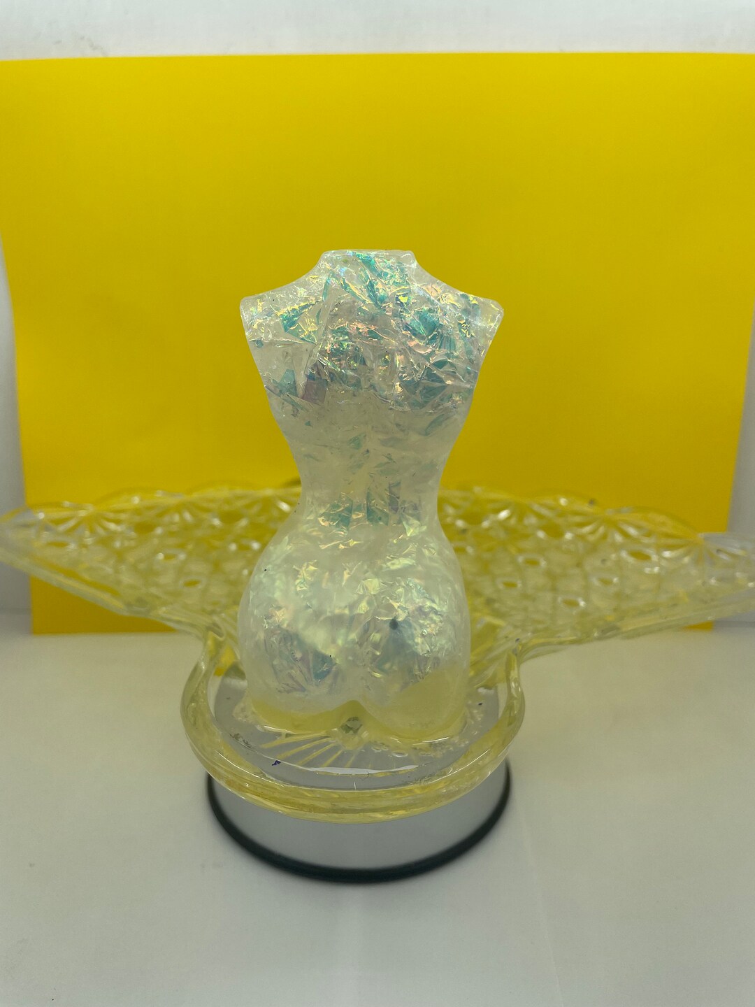 Resin Female Torso /on a Vintage Fenton Glass Fan Trinket Tray - Etsy