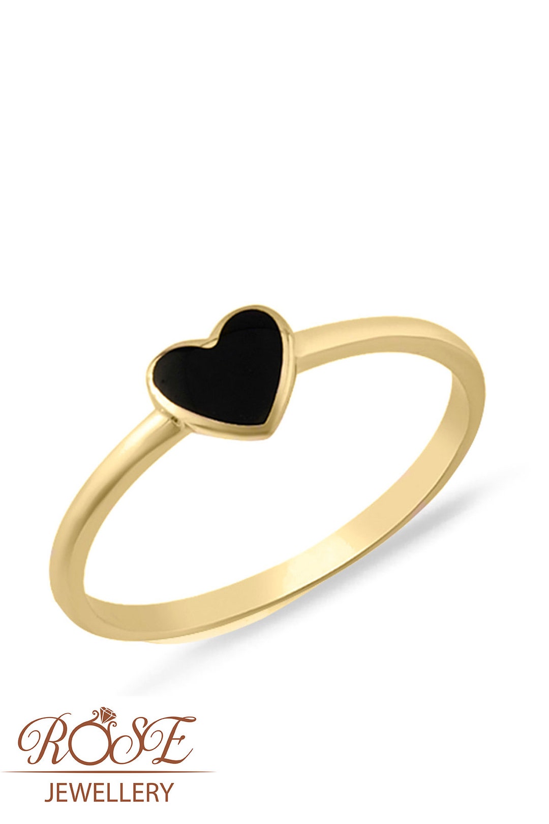 14K Real Solid Gold Ring / Gold Stackable Ring / Gold Heart Ring / 14K ...