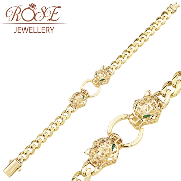 14k Gold Panther Bracelet - Etsy