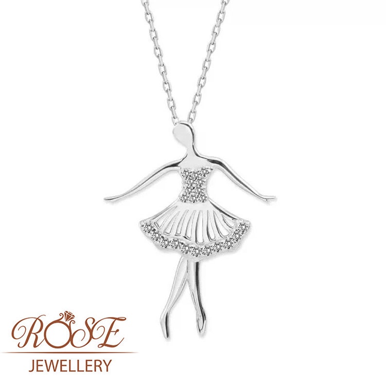 14K Solid Gold Ballerina Pendant Necklace / 14K Gold Necklace / Dancer ...