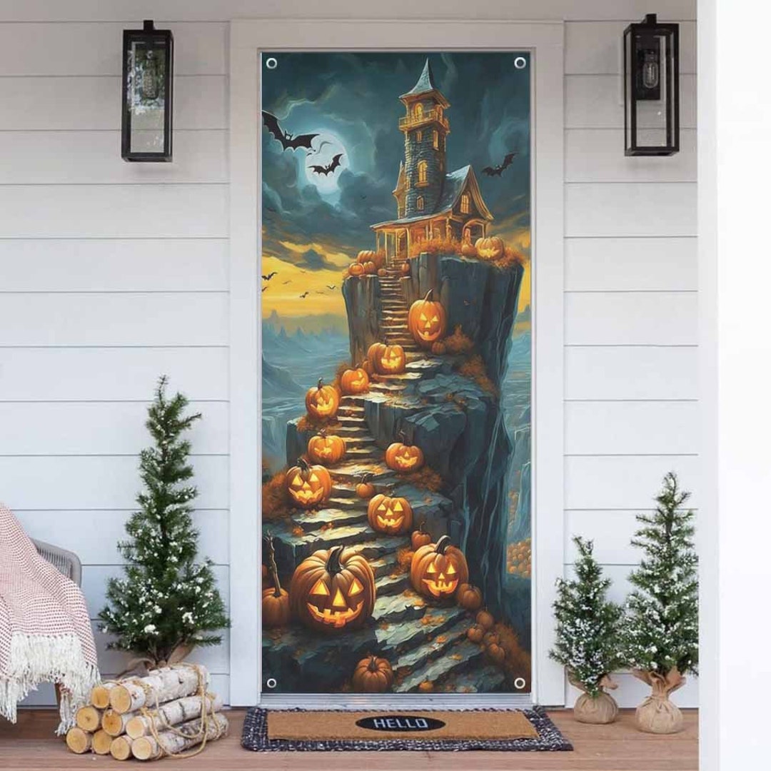 Halloween Door Cover Halloween Decor Halloween Front Door - Etsy