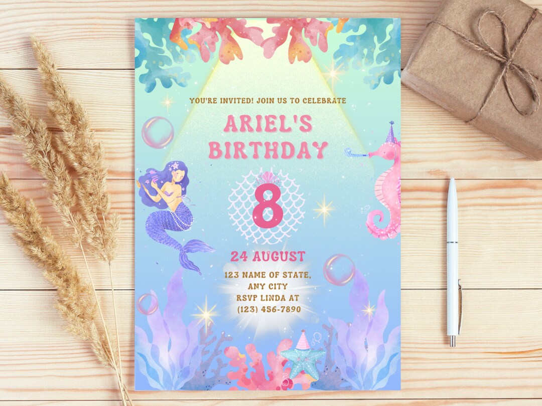Editable Invitation Canva Template for Birthday Party Invite Digital ...