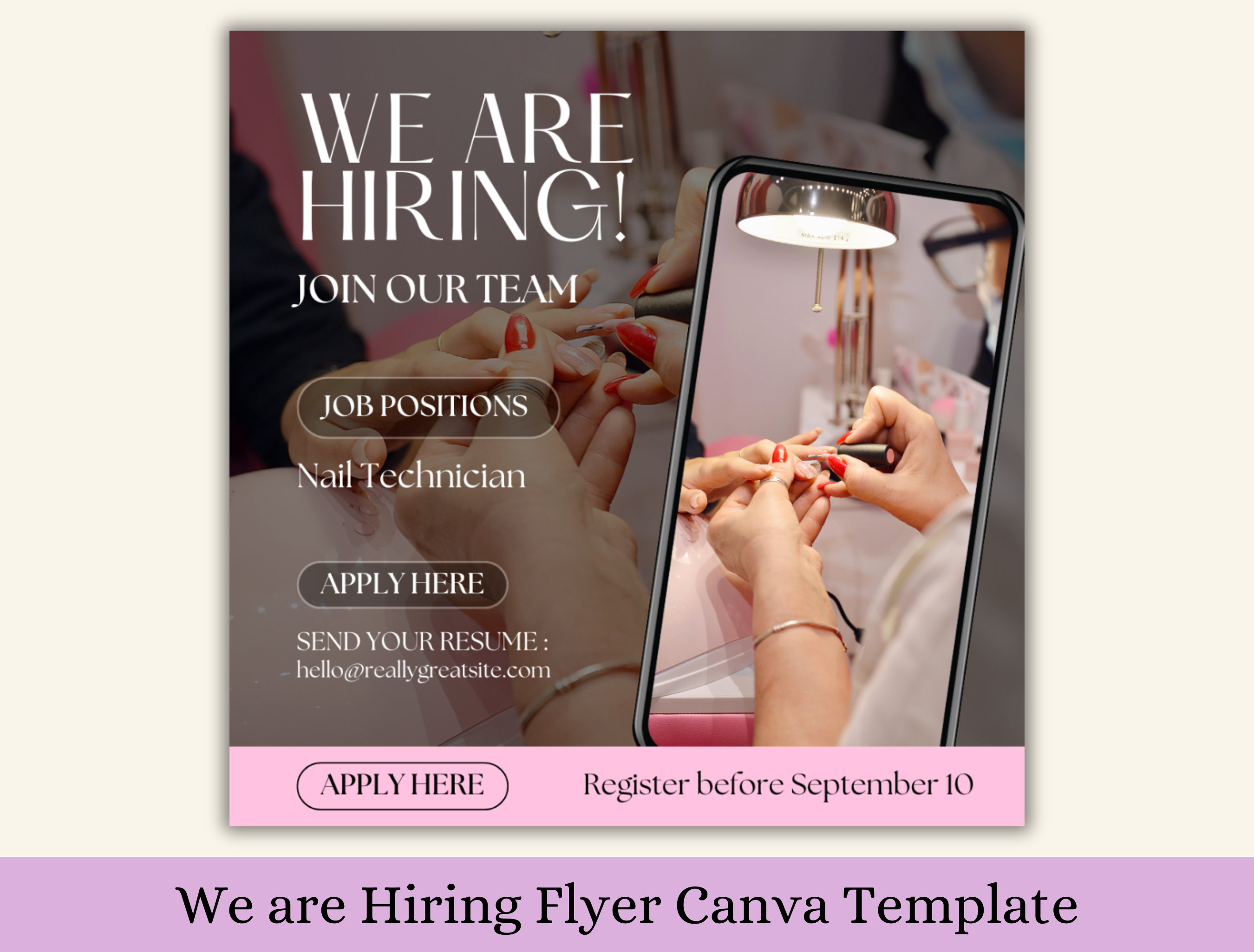 We Are Hiring Flyer for Beautician Nail Tech Technician Job Opening ...