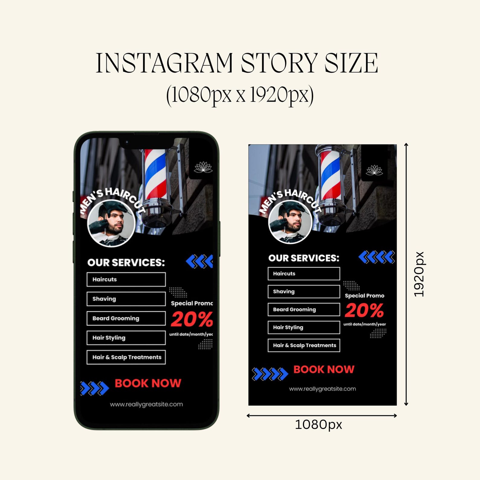 Barber Flyer Template, Men's Haircut Flyer, Editable Canva Template ...