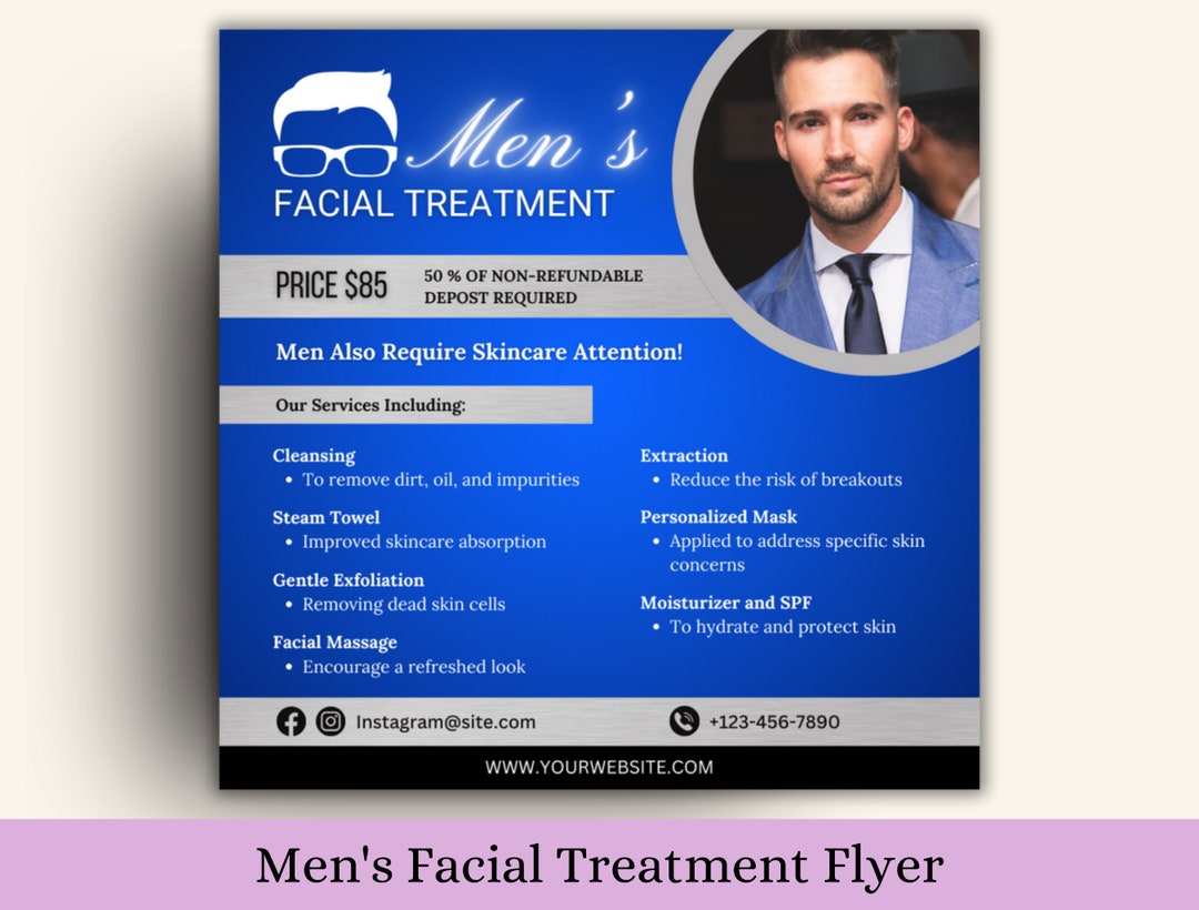 Editable Men Client Facial Specials Spa Treatment Deal Flyer Template ...
