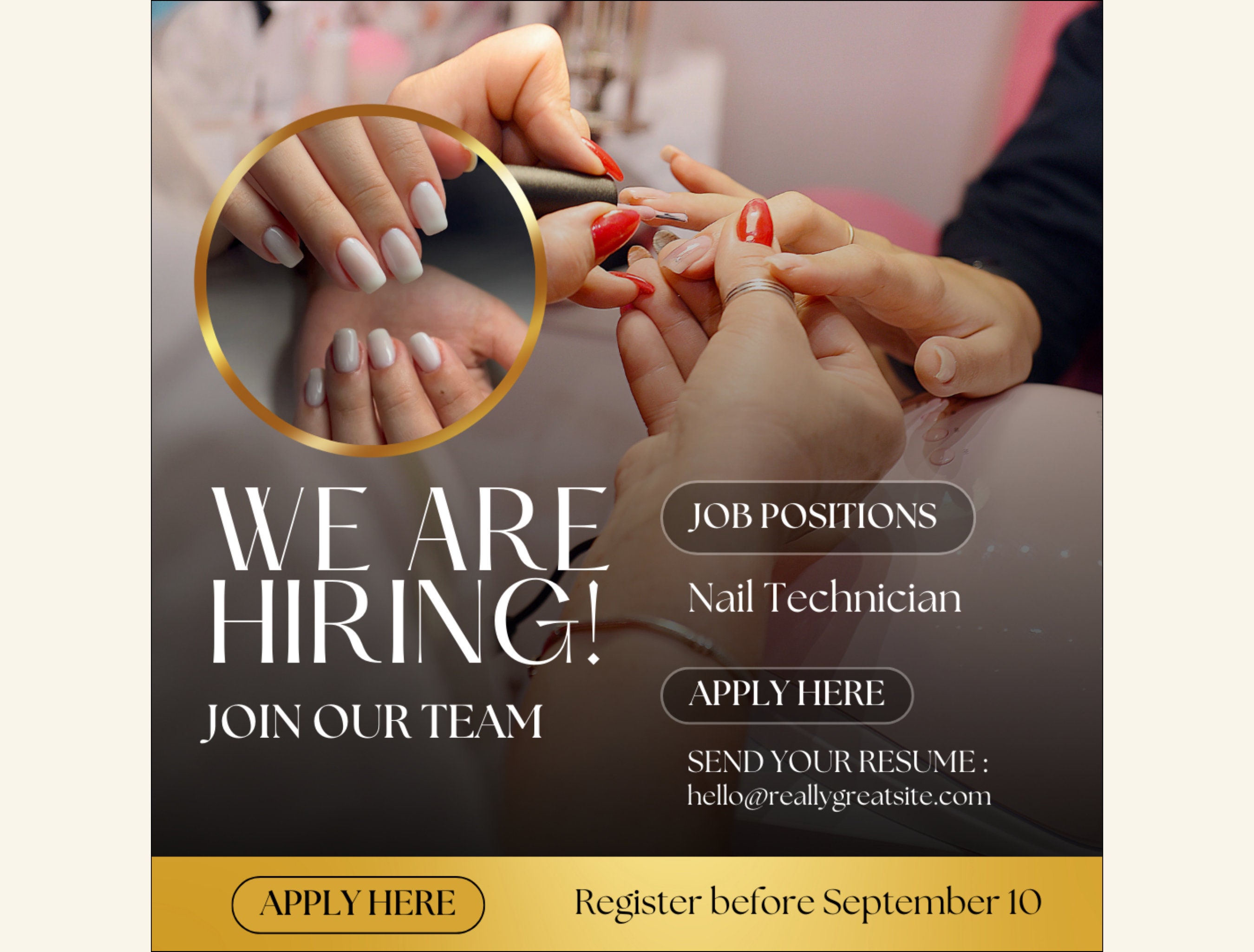 We Are Hiring Flyer for Beautician Nail Tech Technician Job Opening ...