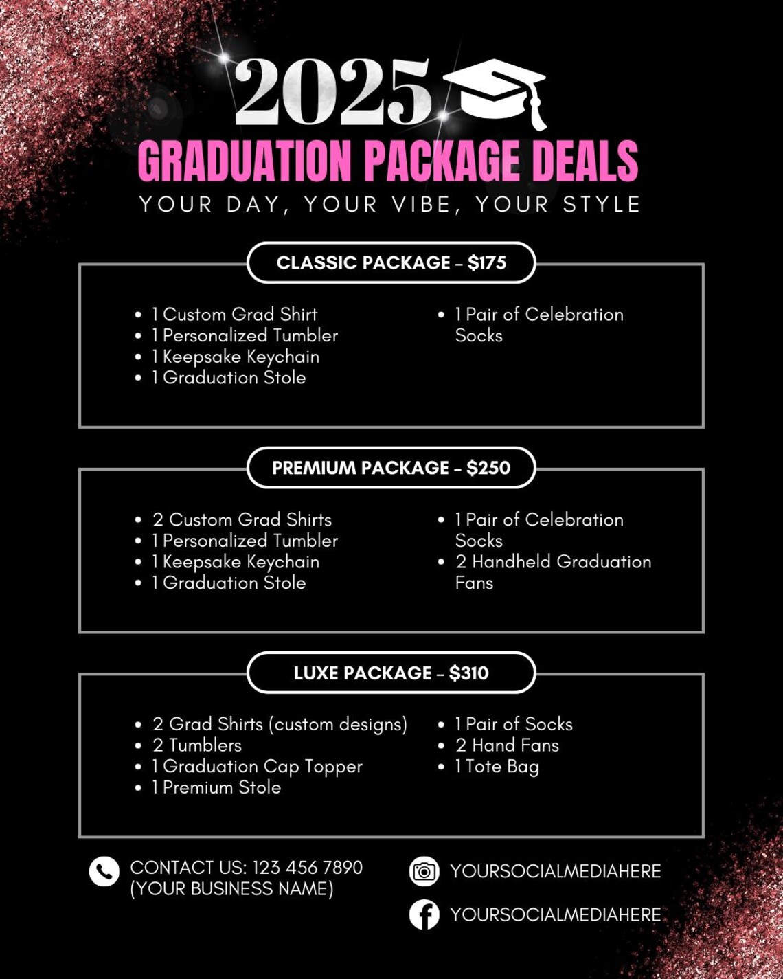 Graduation Package Deals Flyer Template for Canva | Social Media ...