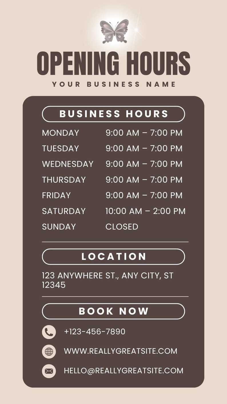 Editable Salon Opening Hours Sign Template | Instagram Post and Story ...