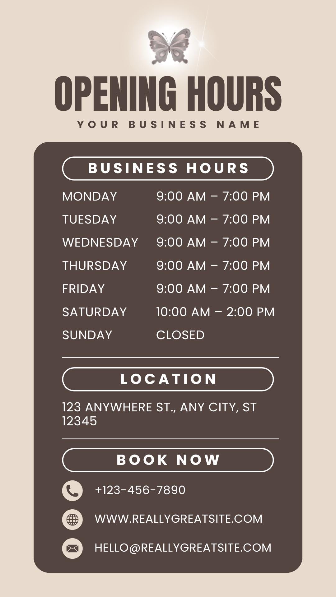 Editable Salon Opening Hours Sign Template | Instagram Post and Story ...