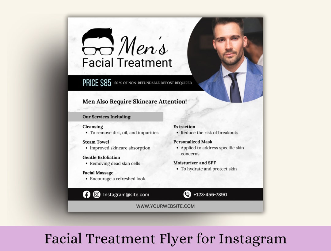 Editable Men Client Facial Specials Spa Treatment Deal Flyer Template ...
