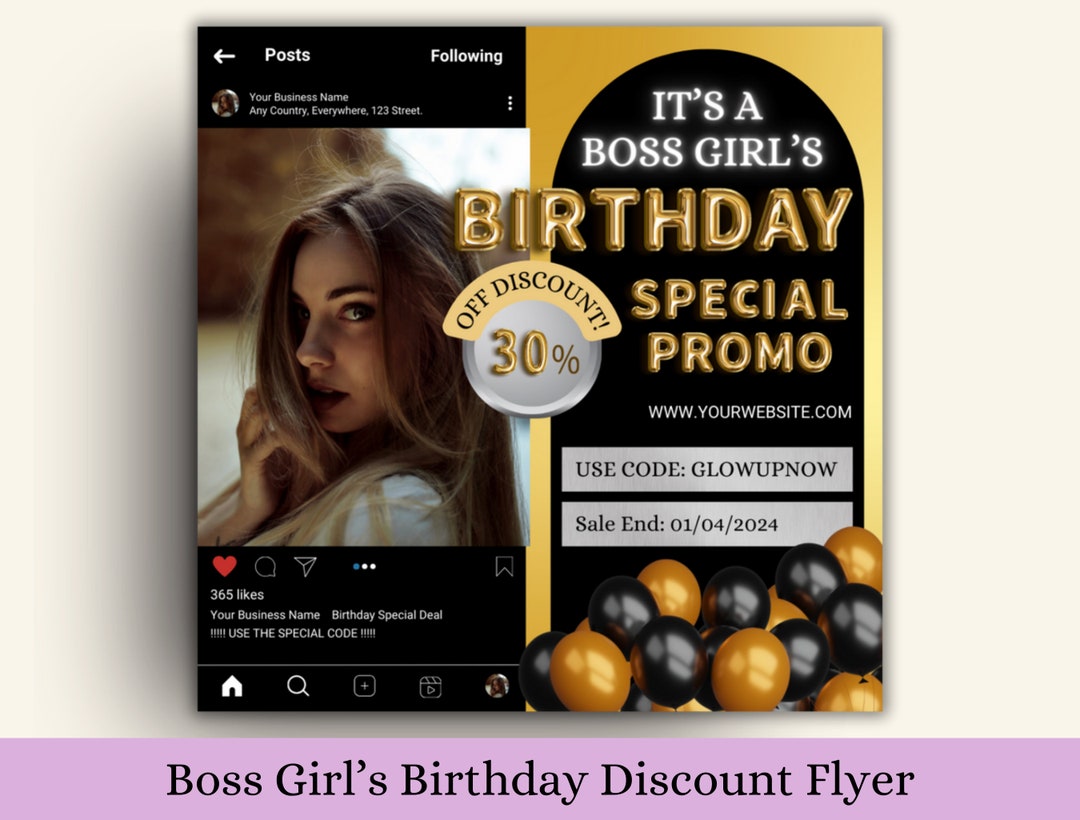 CEO Girl Boss Birthday Sale Flyer Celebration Template for Lash Hair ...