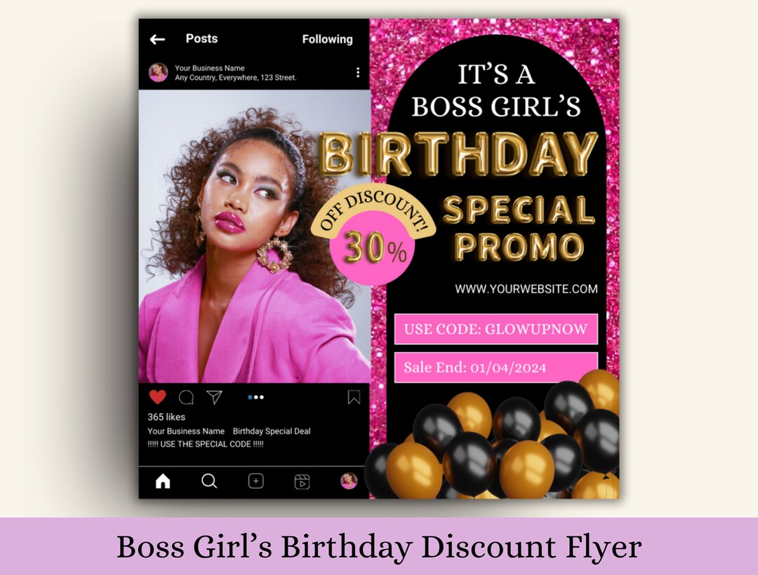 CEO Girl Boss Birthday Sale Flyer Celebration Template for Lash Hair ...