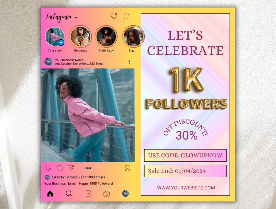 Editable 1K Followers Celebration Instagram Flyer Lash Hair Nail Braid ...
