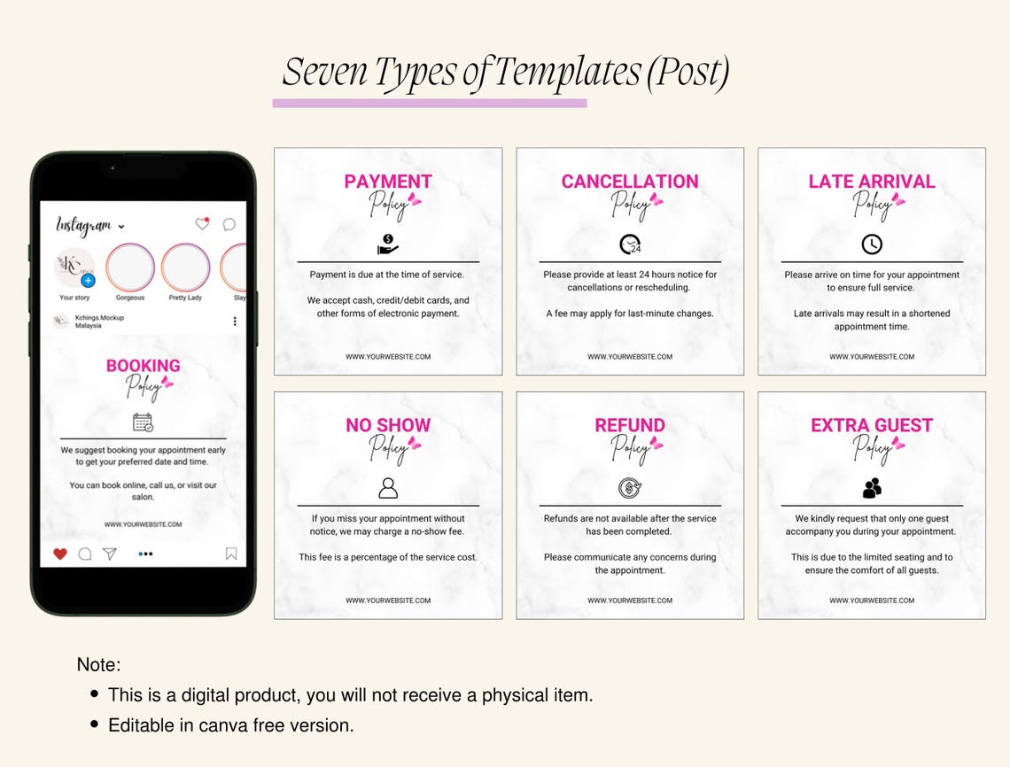 Cancellation Policy Canva Template, Printable Term and Condition for ...