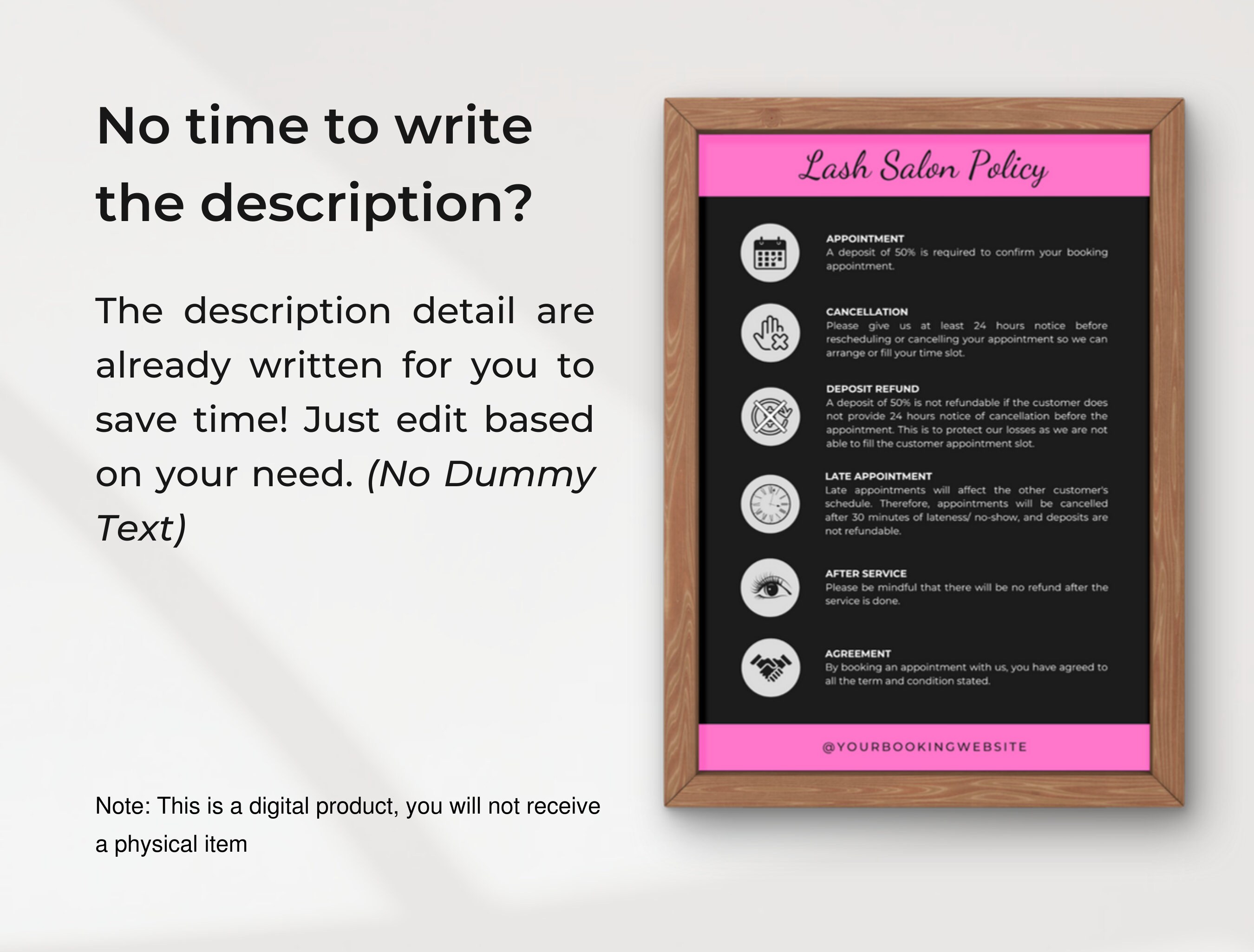 Printable Lash Booking and Cancellation Policy Templates for Lash Tech ...