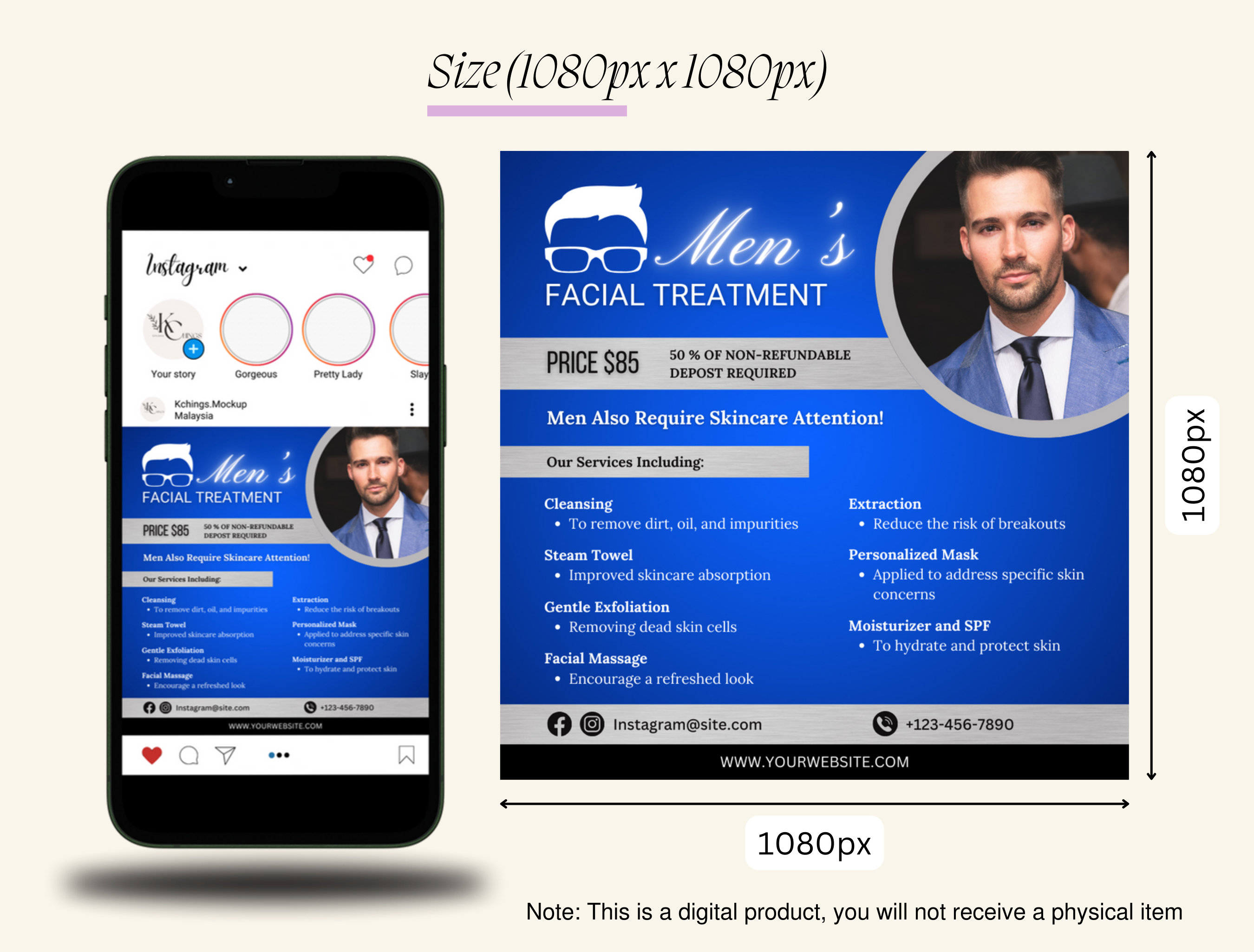 Editable Men Client Facial Specials Spa Treatment Deal Flyer Template ...