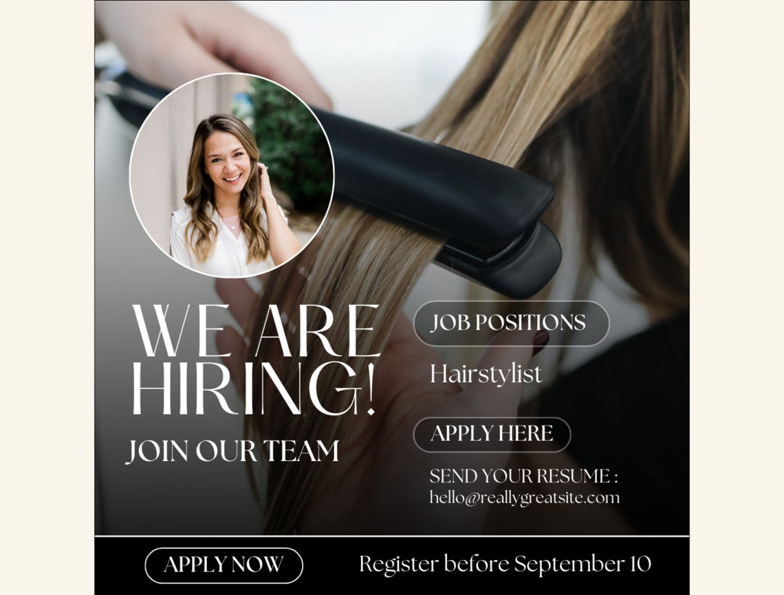 We Are Hiring Black Flyer for Beautician Hairstylist Salon Job Opening ...