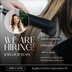 We Are Hiring Black Flyer for Beautician Hairstylist Salon Job Opening ...
