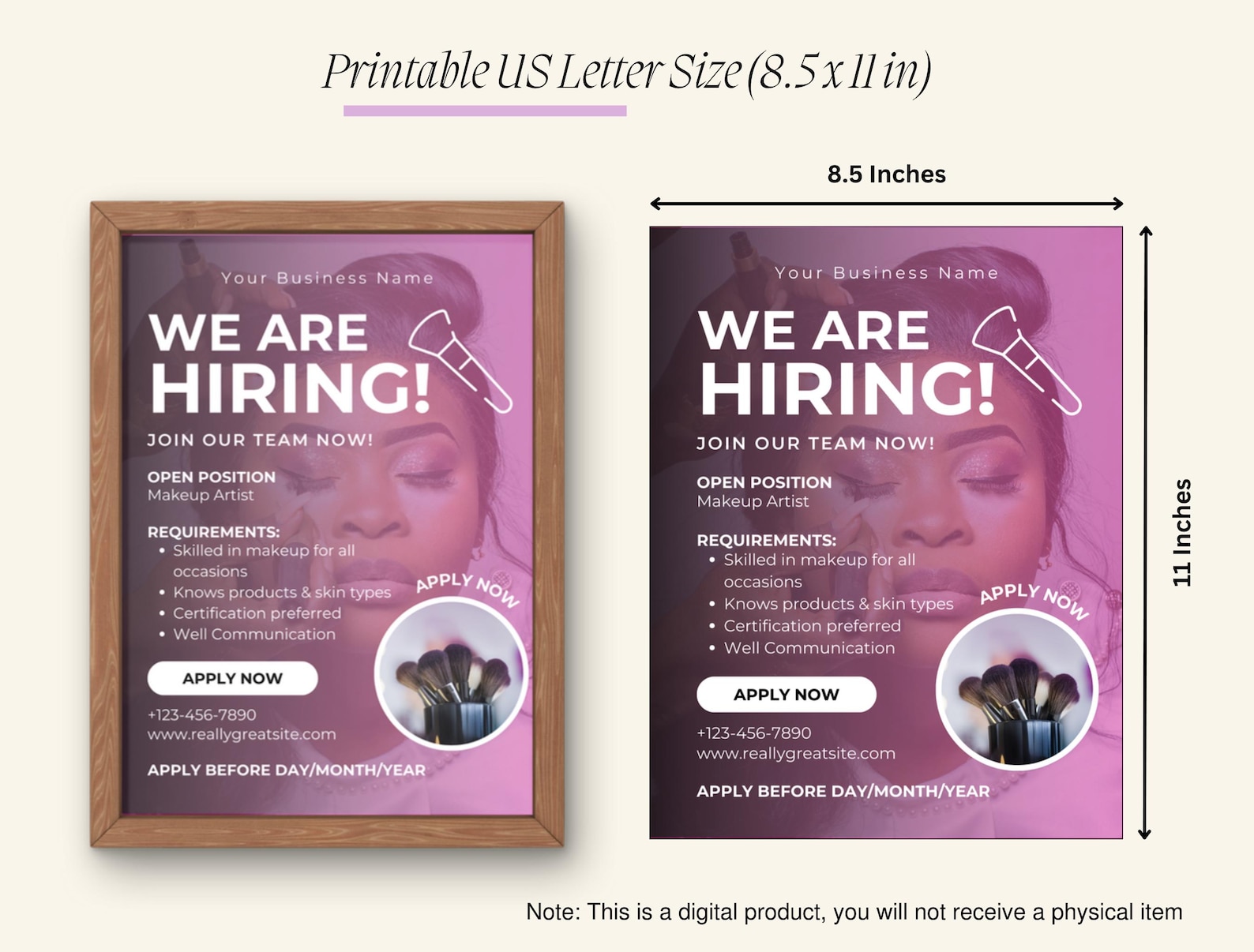 Makeup Artist We Are Hiring Printable Flyer for Beautician Salon Job ...