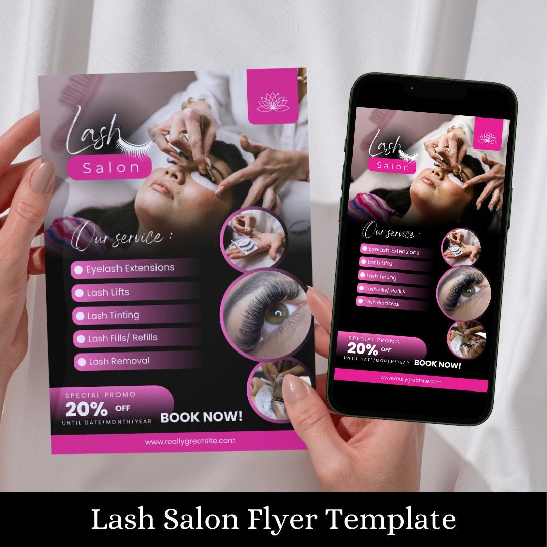 Lash Salon Printable Flyer Template Pink, Lash Tech Instagram Post ...