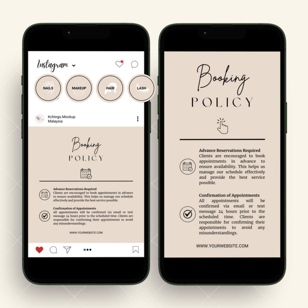 Booking Policy Template Canva for Beauty Salon Business Term and ...