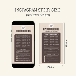 Editable Salon Opening Hours Sign Template | Instagram Post and Story ...