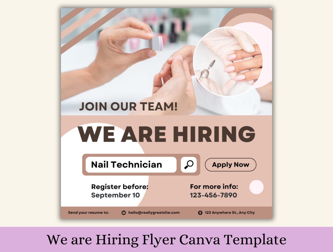 We Are Hiring Flyer for Beautician Nail Tech Technician Job Opening ...