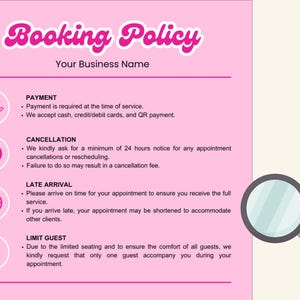 Editable Booking and Cancellation Policy Template, Term and Condition ...
