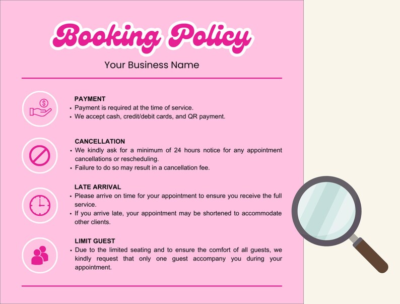 Editable Booking and Cancellation Policy Template, Term and Condition ...