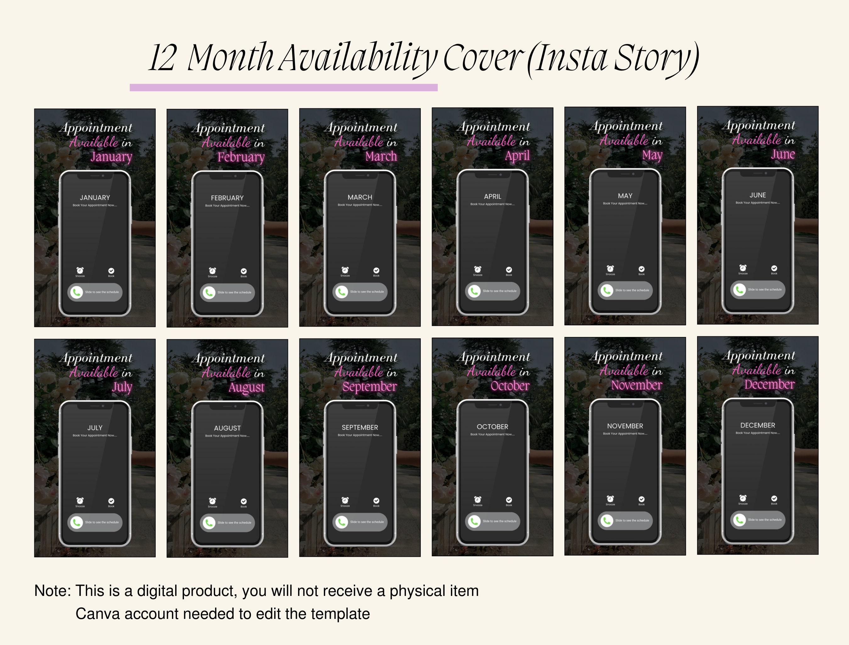 2024 Monthly Available Time Slot Pink Flyer Templates for Lash Nail ...
