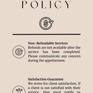 Booking Policy Template Canva for Beauty Salon Business Term and ...