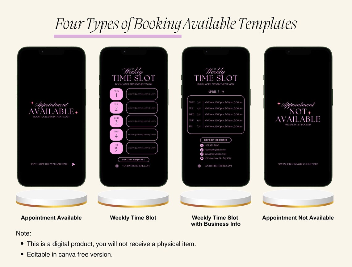Weekly Available Time Slot Flyer Template Pink Aesthetic Canva, Social ...