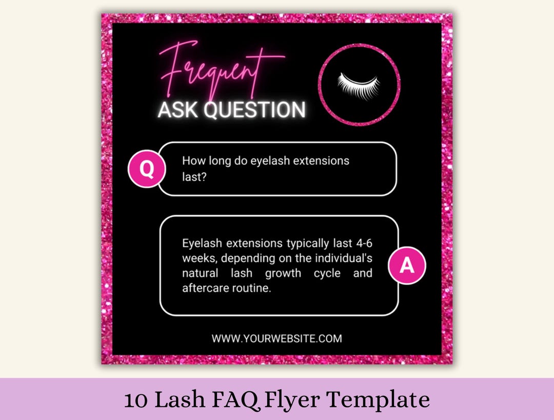Editable Lash Tech Frequent Ask Question and Answer Canva Templates for ...