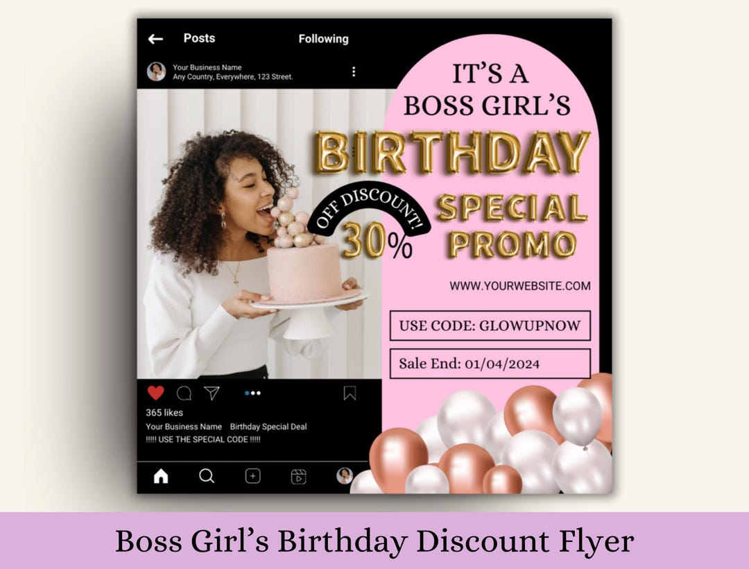 CEO Girl Boss Birthday Sale Flyer Celebration Template for Lash Hair ...