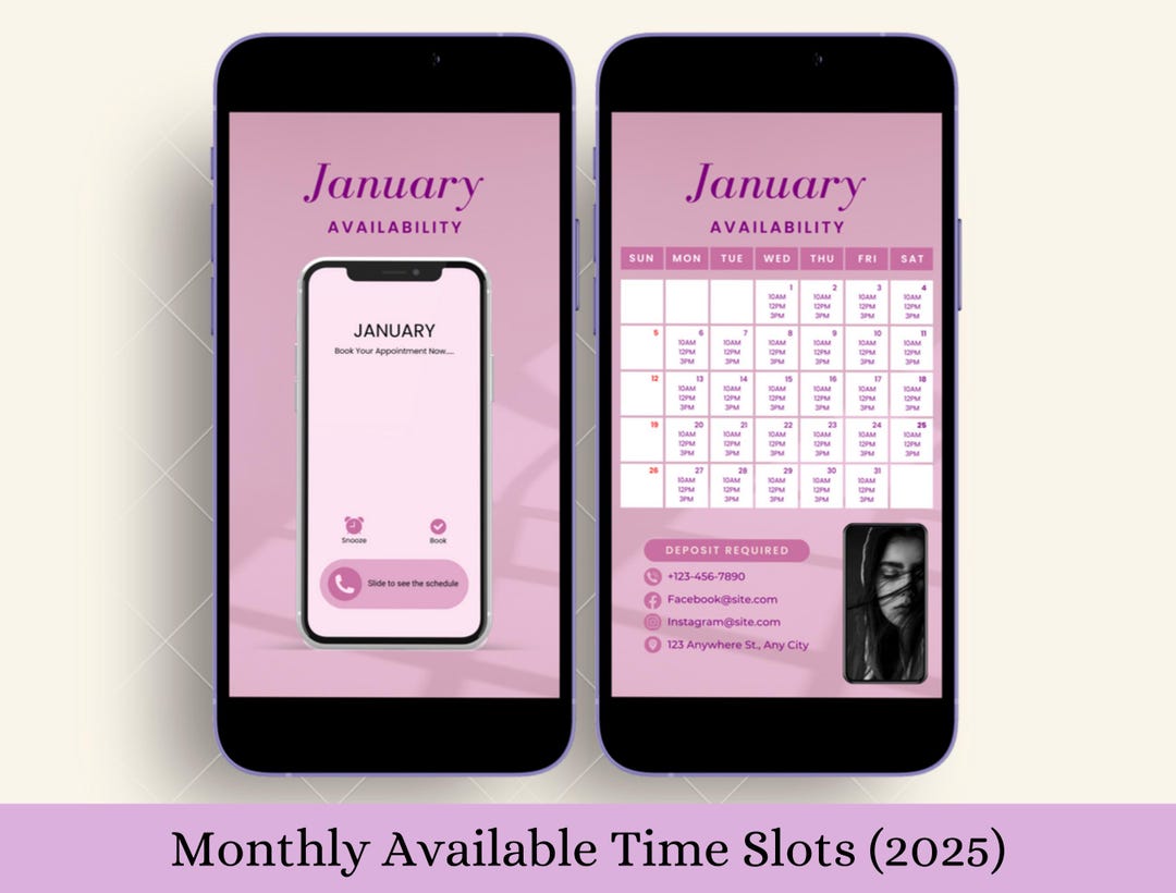 2025 Purple Monthly Availability Flyer | Lash Nail Hair Business ...