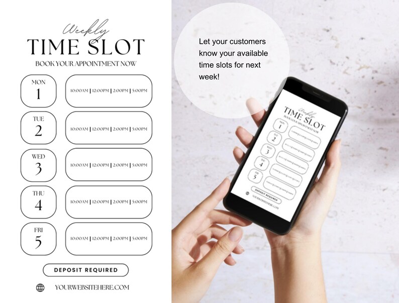Weekly Available Time Slot Flyer Minimalist Template Canva, Social ...