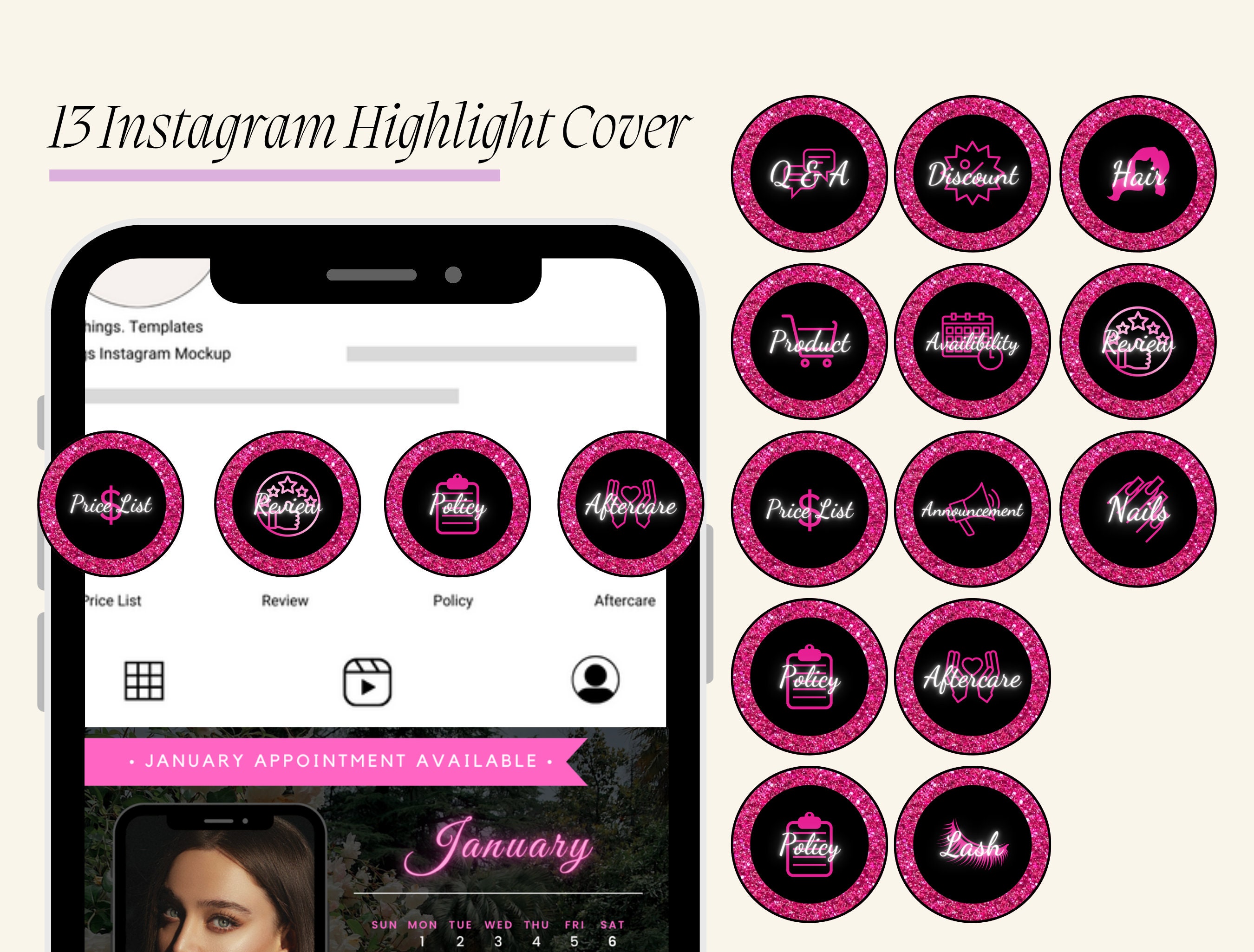 2024 Monthly Available Time Slot Pink Flyer Templates for Lash Nail ...