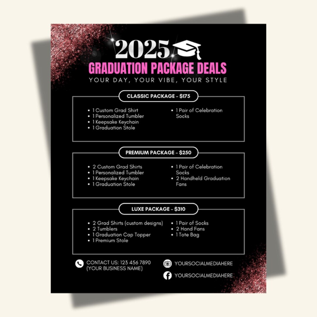Graduation Package Deals Flyer Template for Canva | Social Media ...