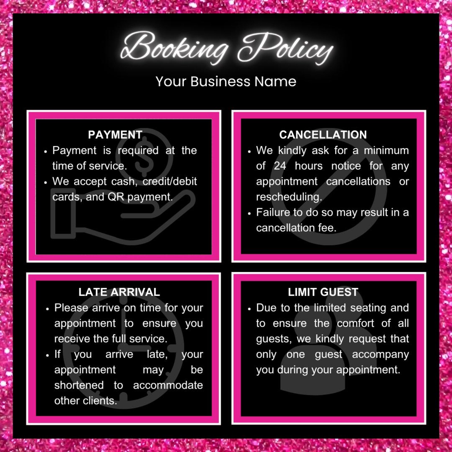 Editable Booking and Cancellation Policy Template, Term and Condition ...