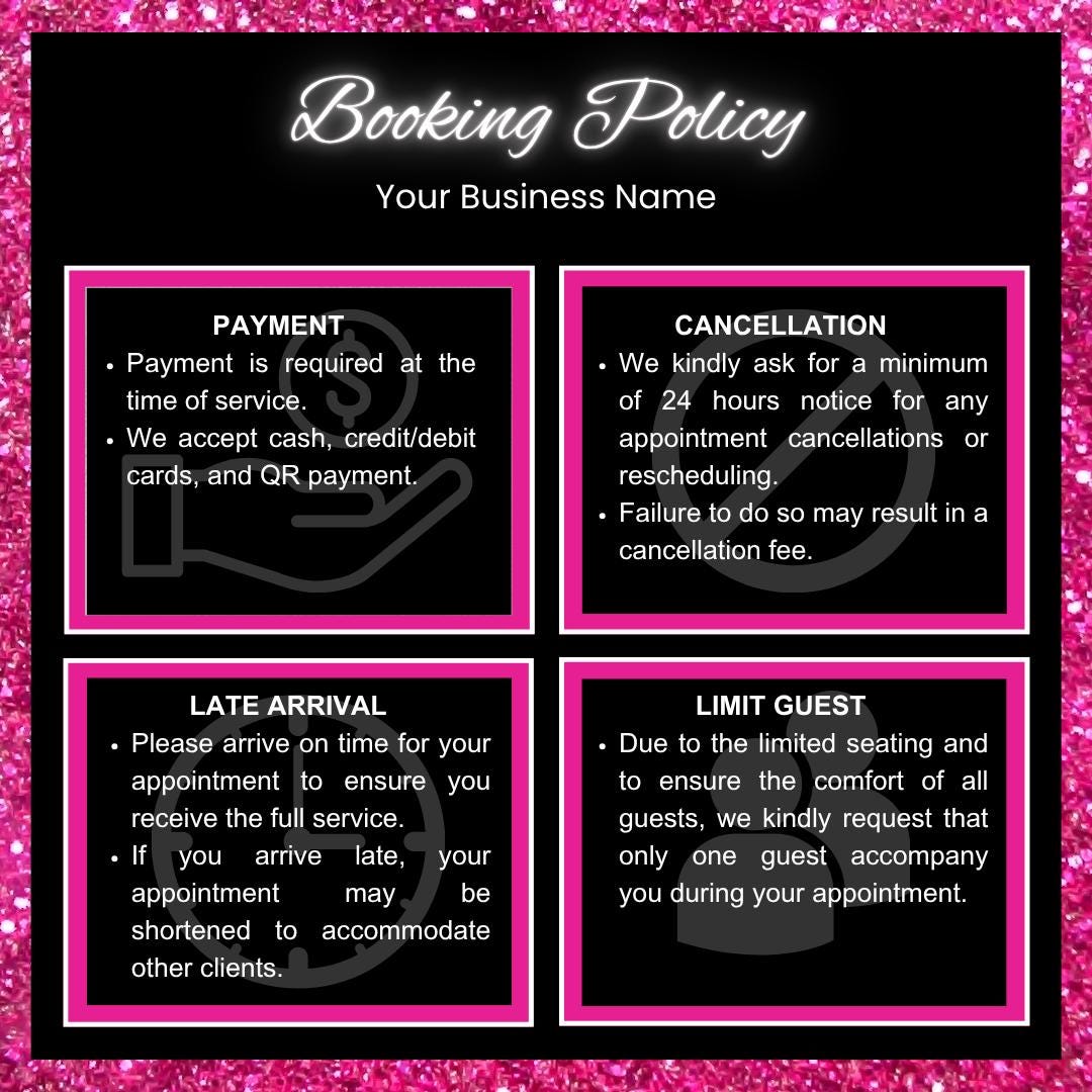 Editable Booking and Cancellation Policy Template, Term and Condition ...