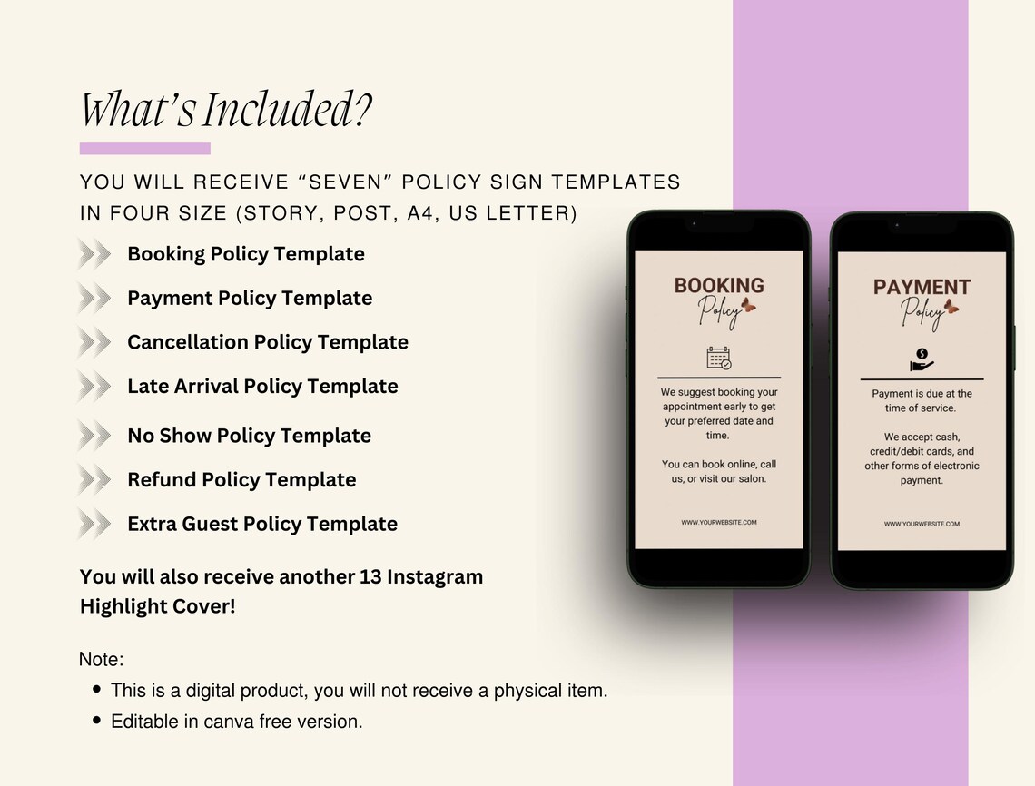 Cancellation Policy Canva Template, Printable Term and Condition for ...